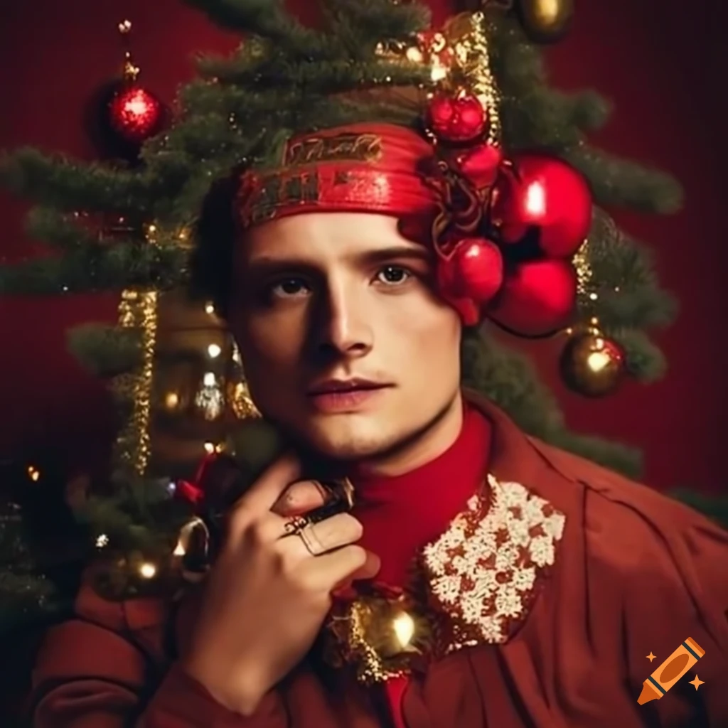 Josh hutcherson with holiday decorations on Craiyon