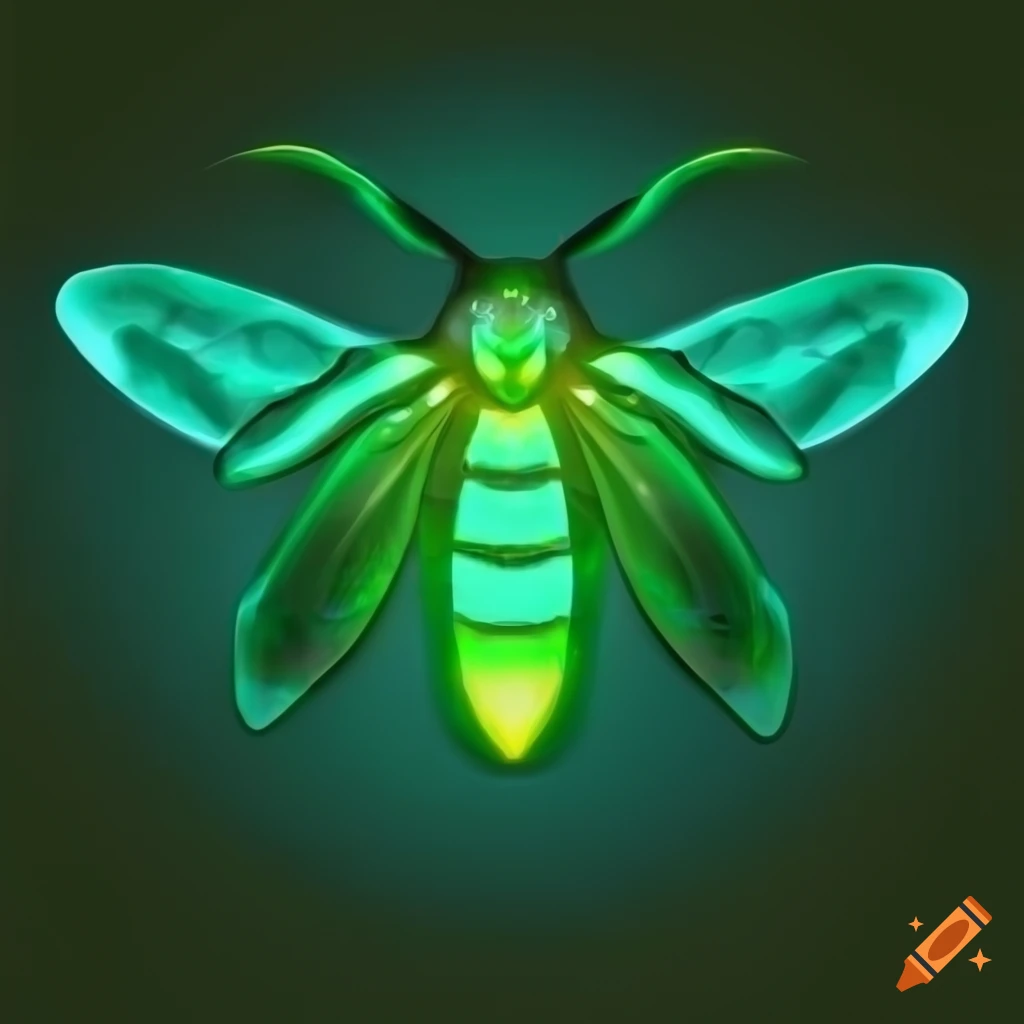 Symmetrical green firefly logo