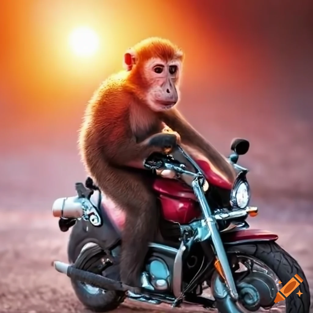 Monkey riding a motorcycle on Craiyon