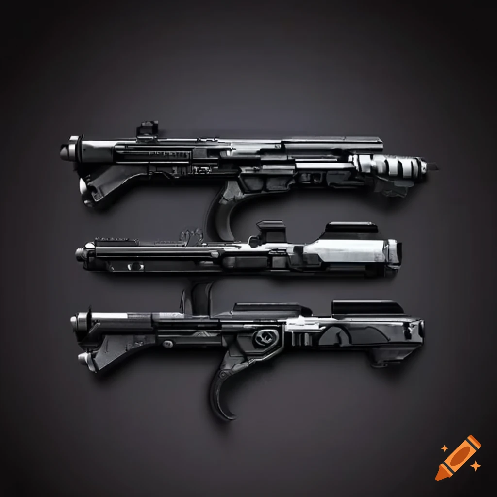 Futuristic guns on display