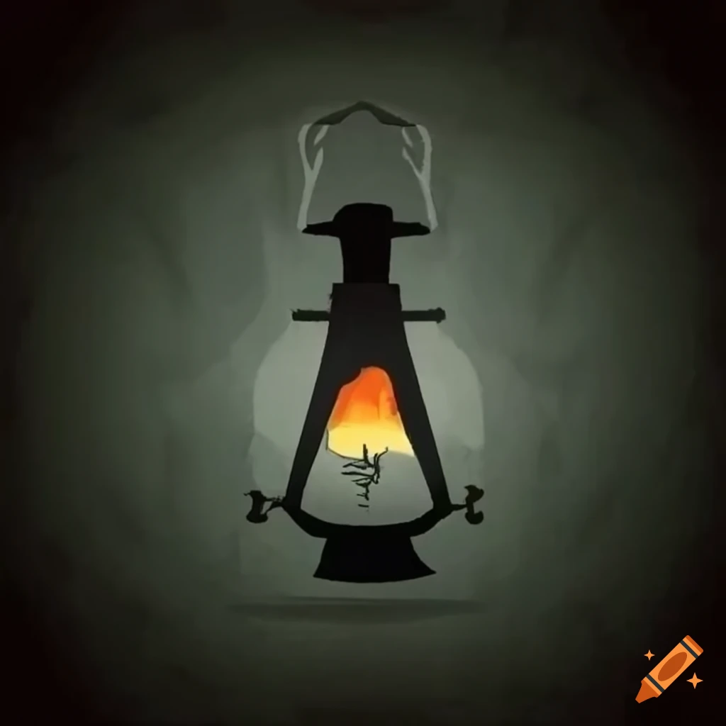 Creepy drawing of floating lantern in dark cave