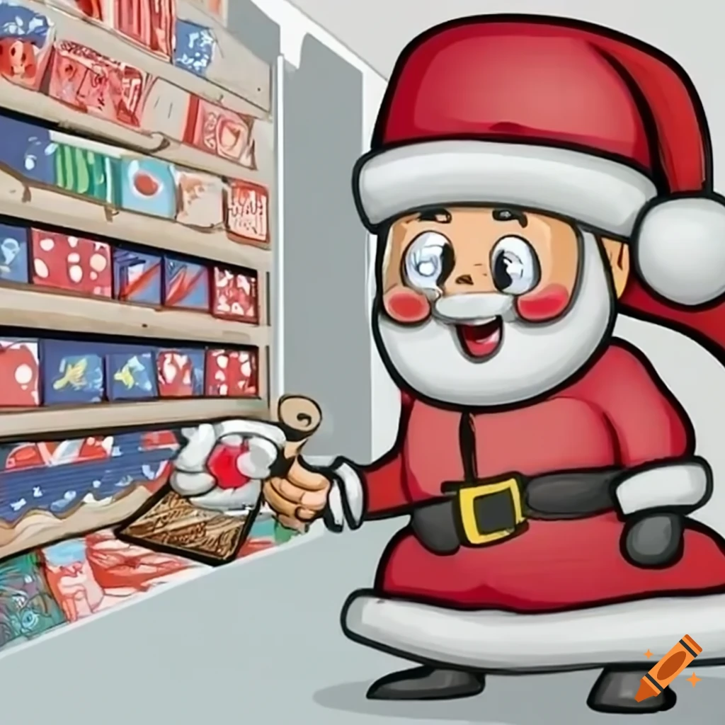 Santa sneaking into a store on Craiyon