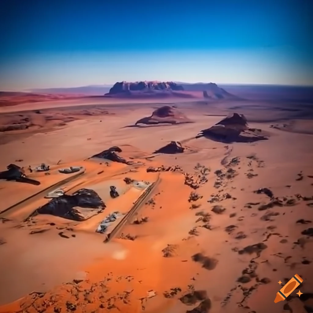 Military base in a rocky desert