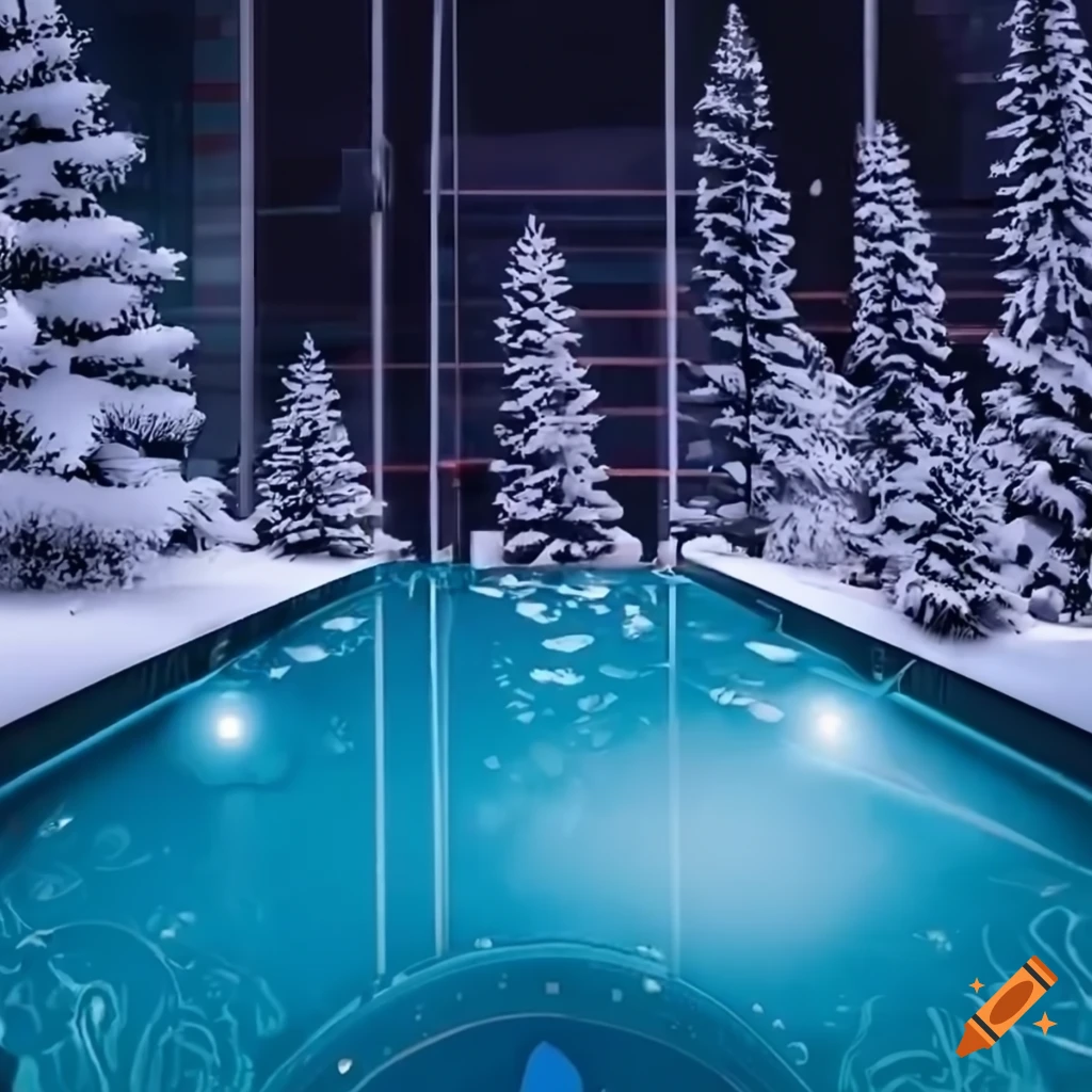 Elegant pool design with winter theme elements