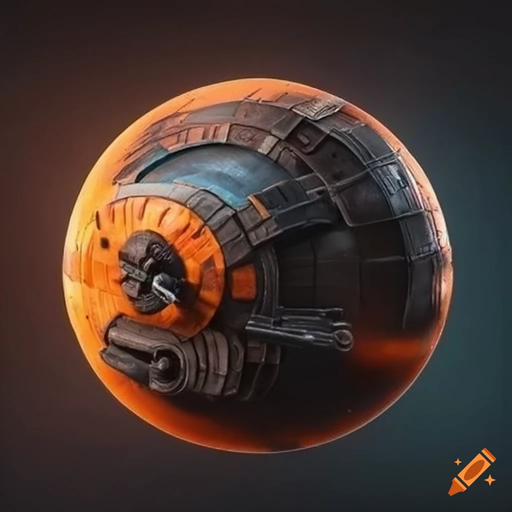 Dark small sphere spaceship armed with side guns