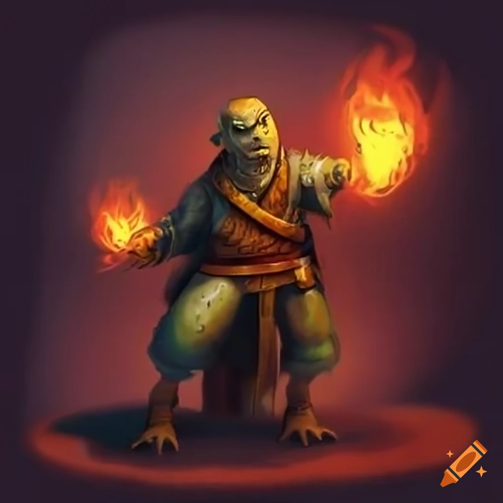 Image of a turtle monk with fire powers on Craiyon