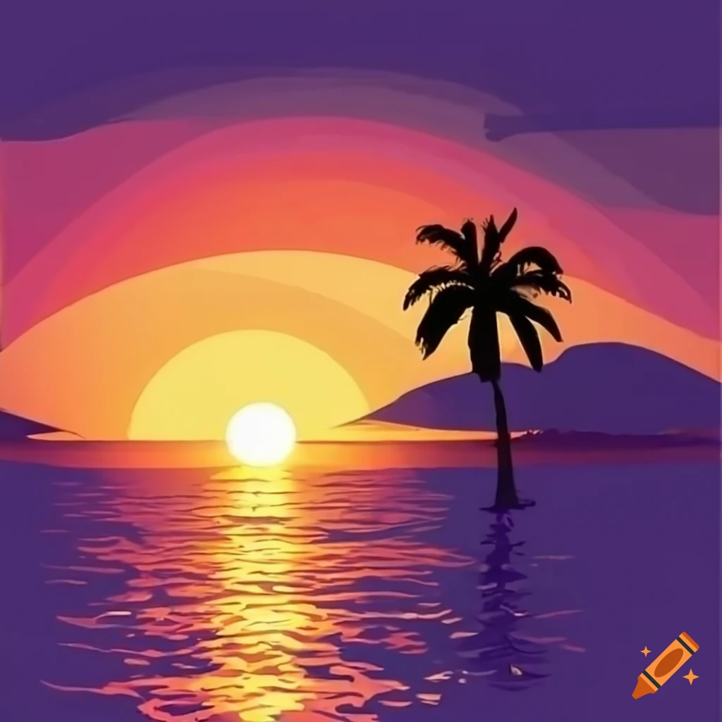 Sunset with palm trees