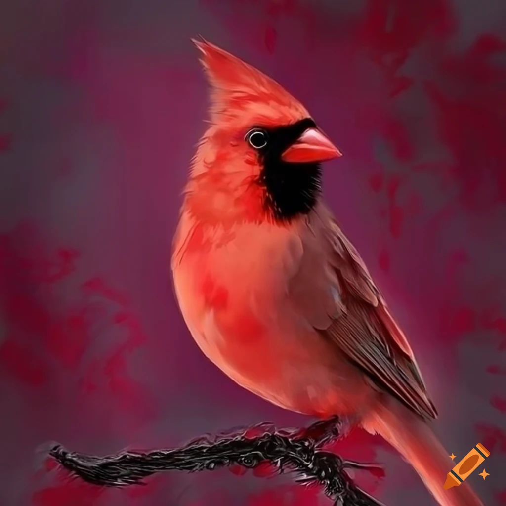 Vibrant digital artwork of a red cardinal