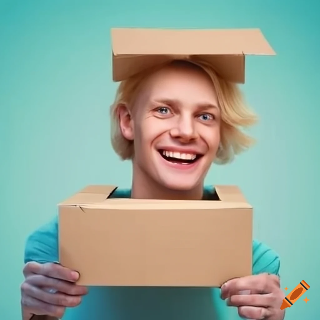 Smiling blond man making handmade boxes