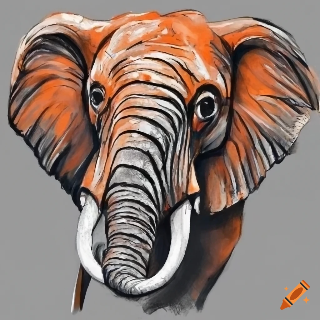 Dessin of an orange elephant head