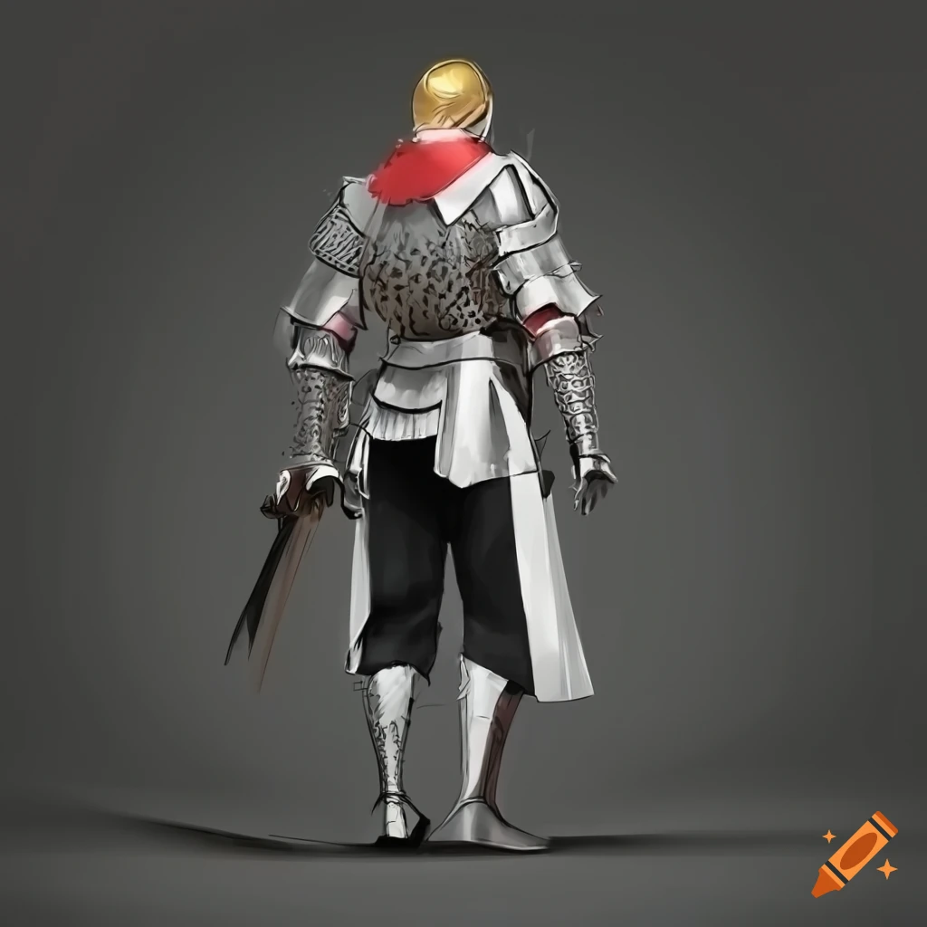 Illustration of a fusion between andy bogard and byakuya kuchiki in medieval armor