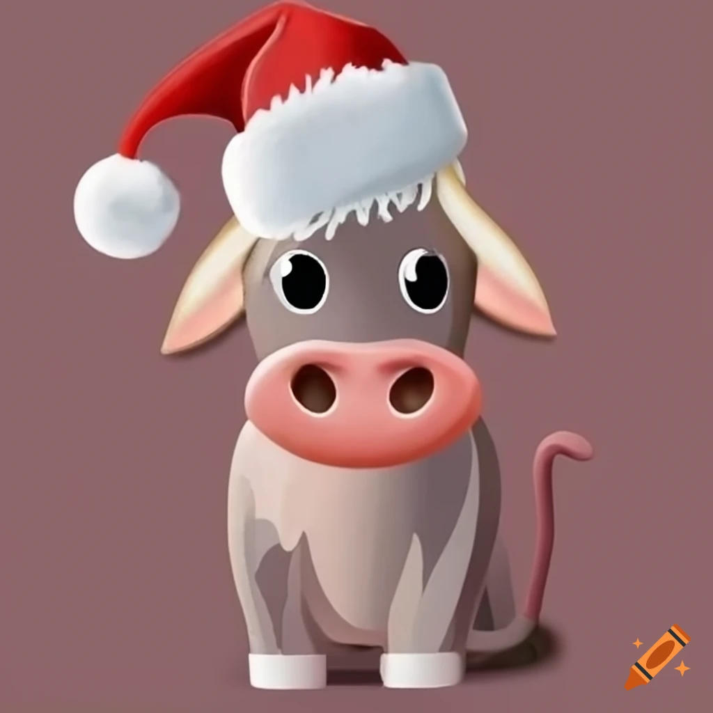 Cow emoji with santa hat