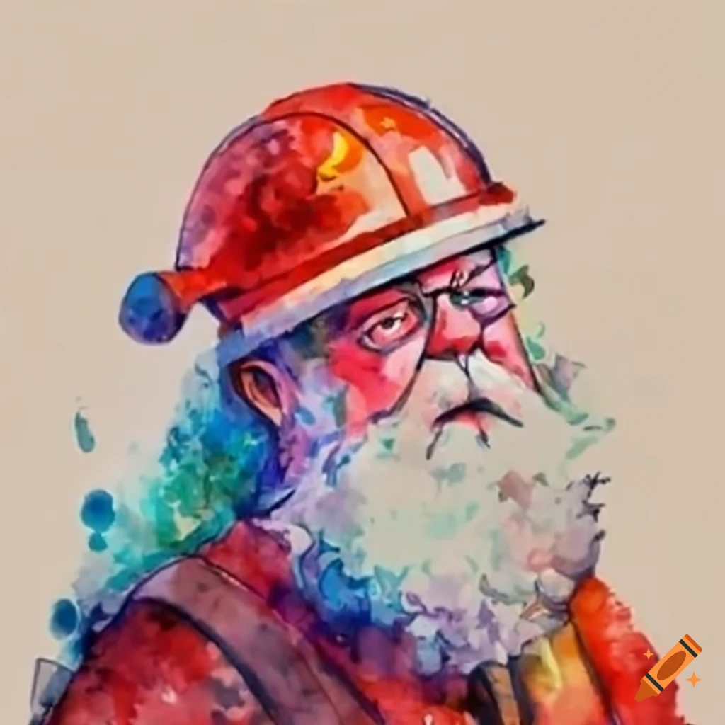 Illustration of santa claus as a coal mine foreman on Craiyon