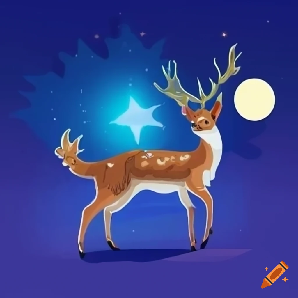 Fantasy artwork of a winged deer in snowy landscape on Craiyon
