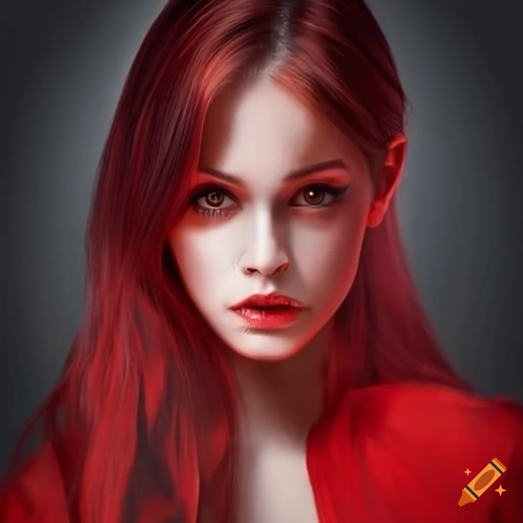 Portrait of a beautiful woman in a red dress