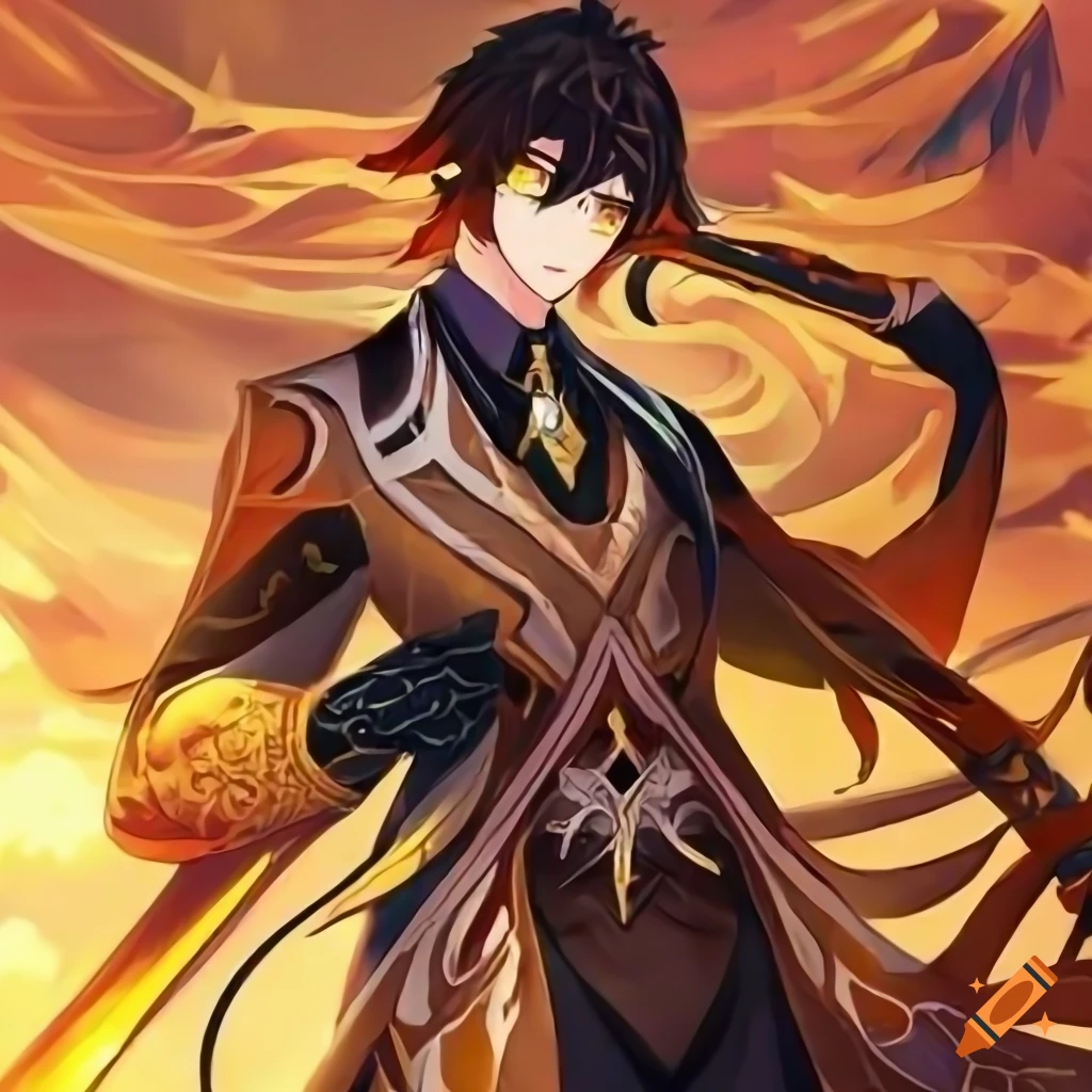 Illustration of zhongli embracing his royal power on Craiyon