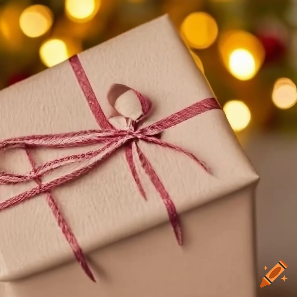 Minimalist modern present under a christmas tree