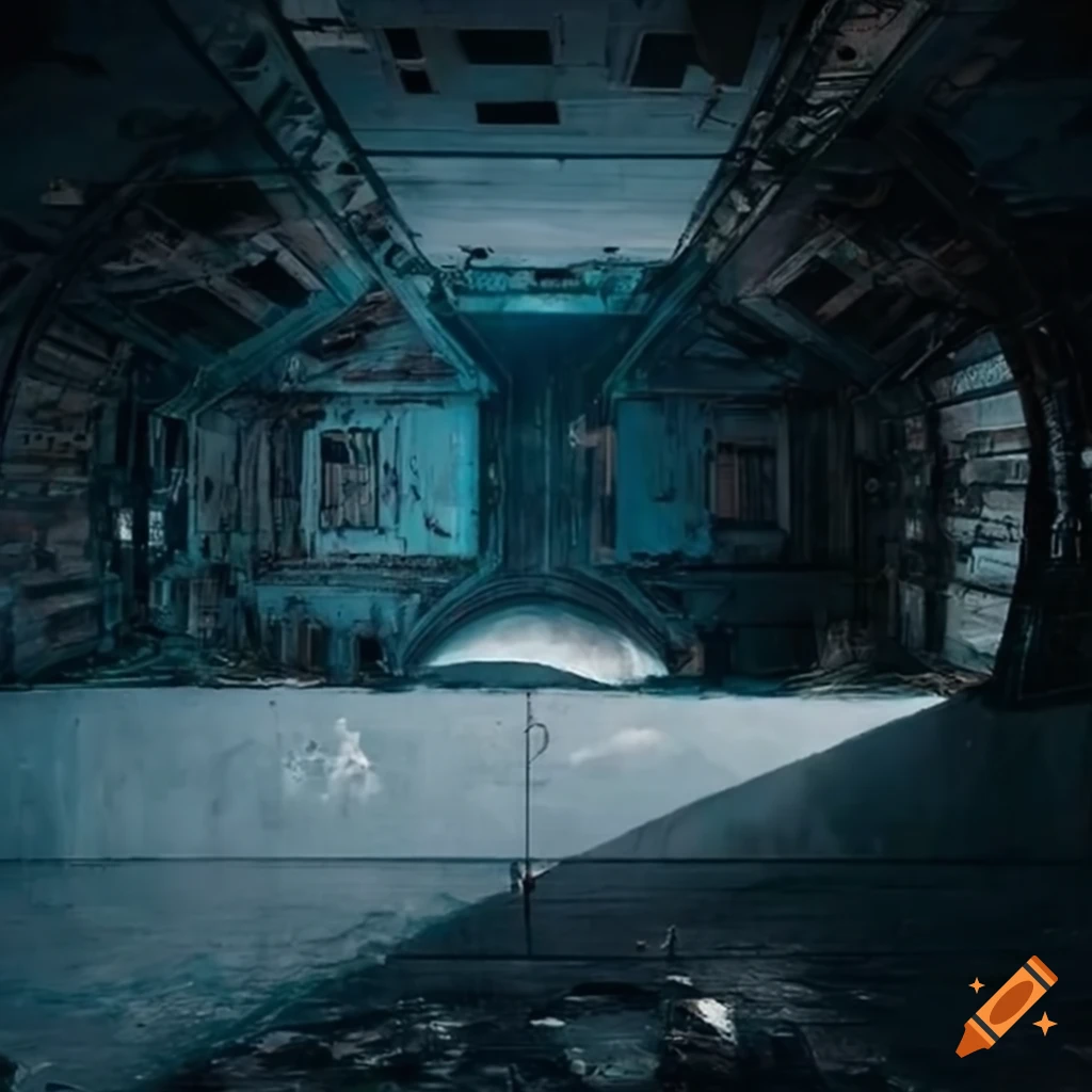 Mind-bending artwork of an abandoned space cargo ship on Craiyon