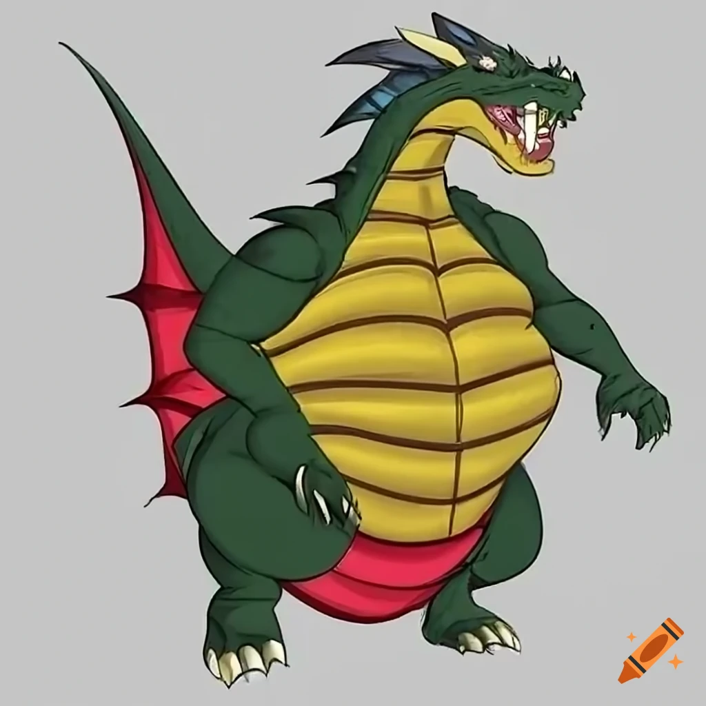 Cartoon illustration of a fat dragon