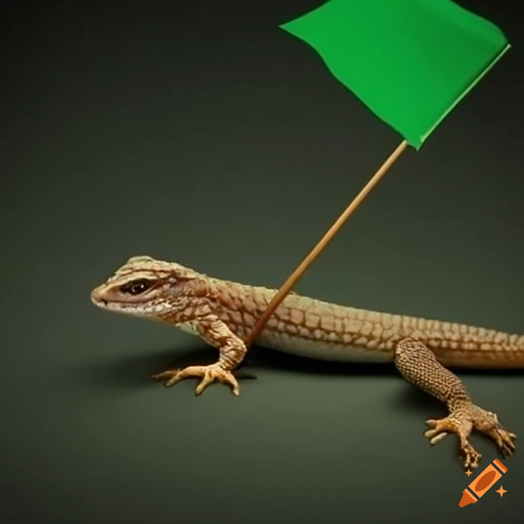 Image of a lizard holding a green flag on Craiyon