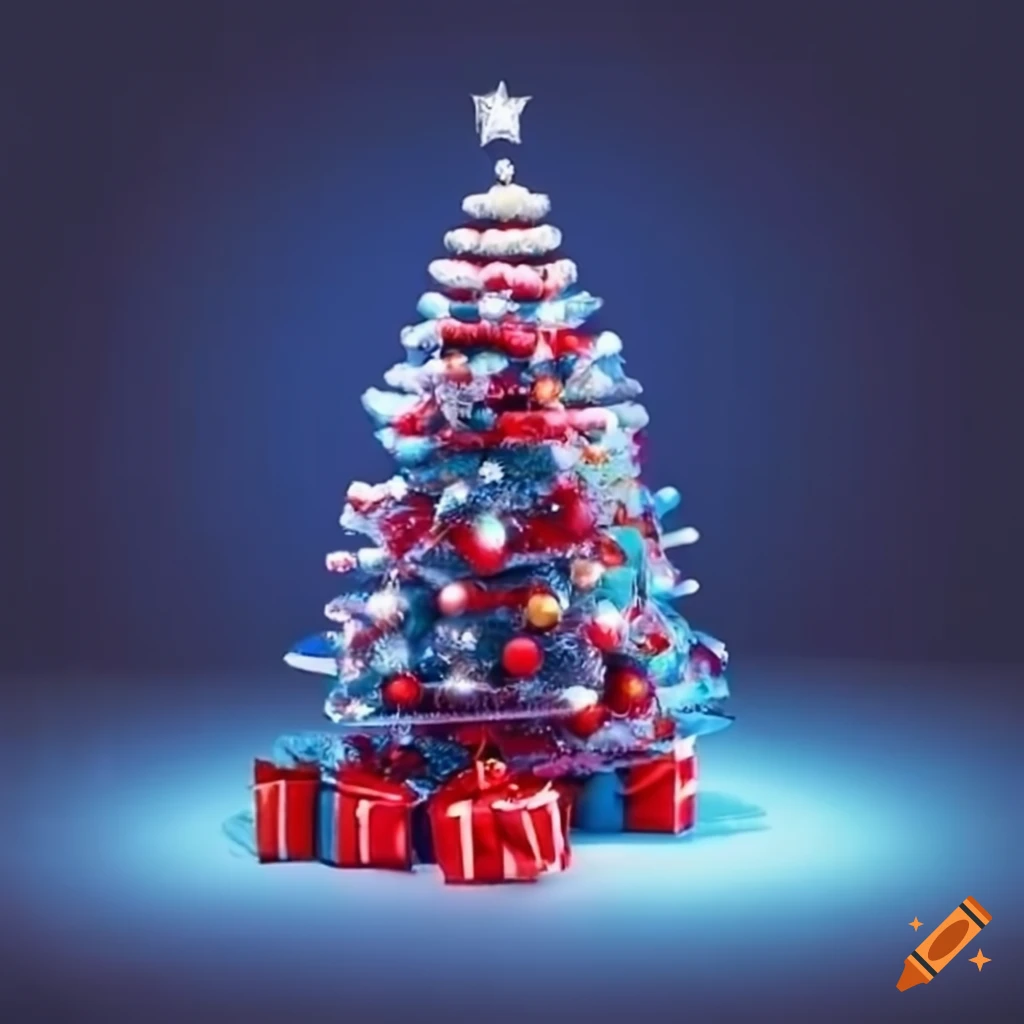 Christmas tree with presents on Craiyon