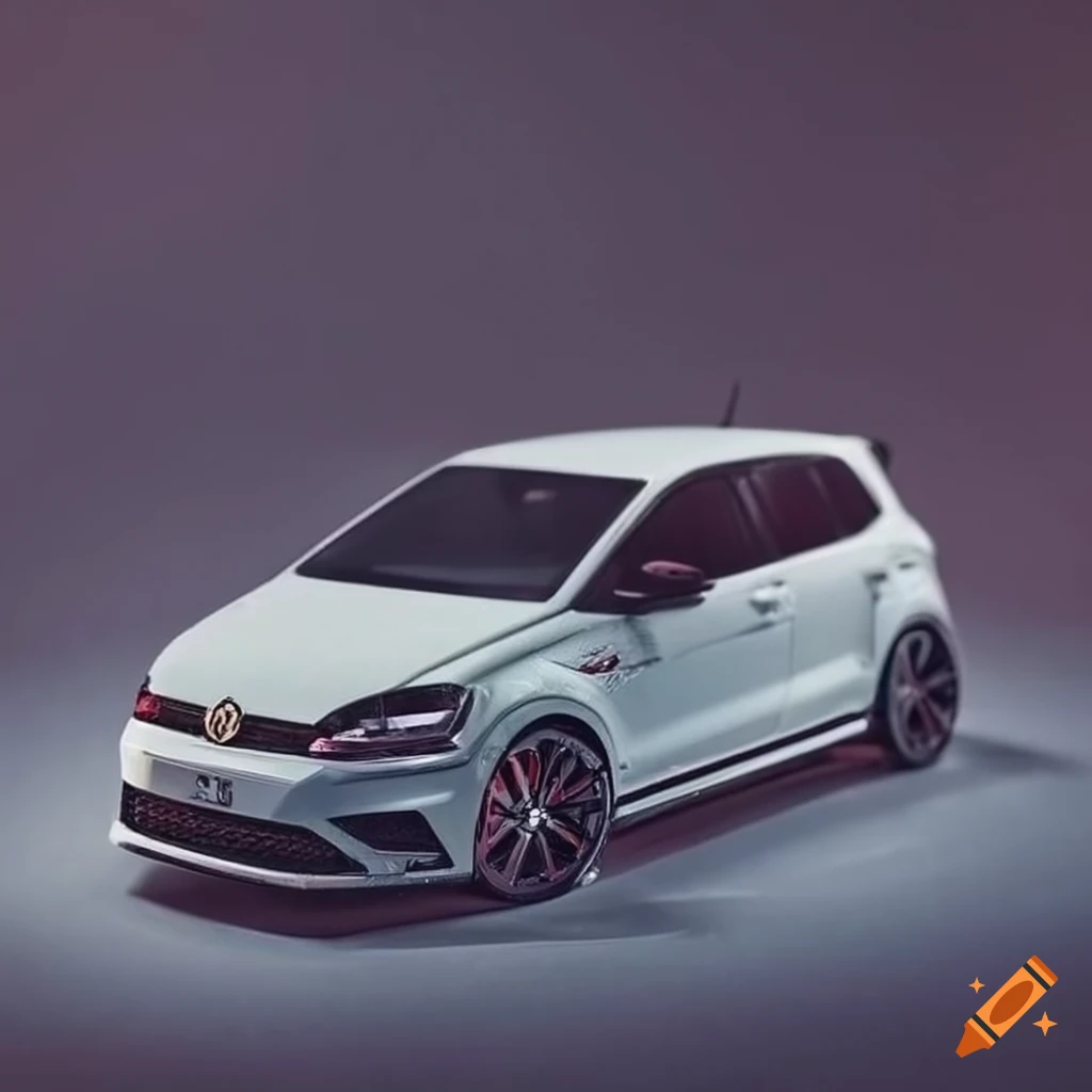Hot wheels model car of a white volkswagen polo gti 6c on Craiyon
