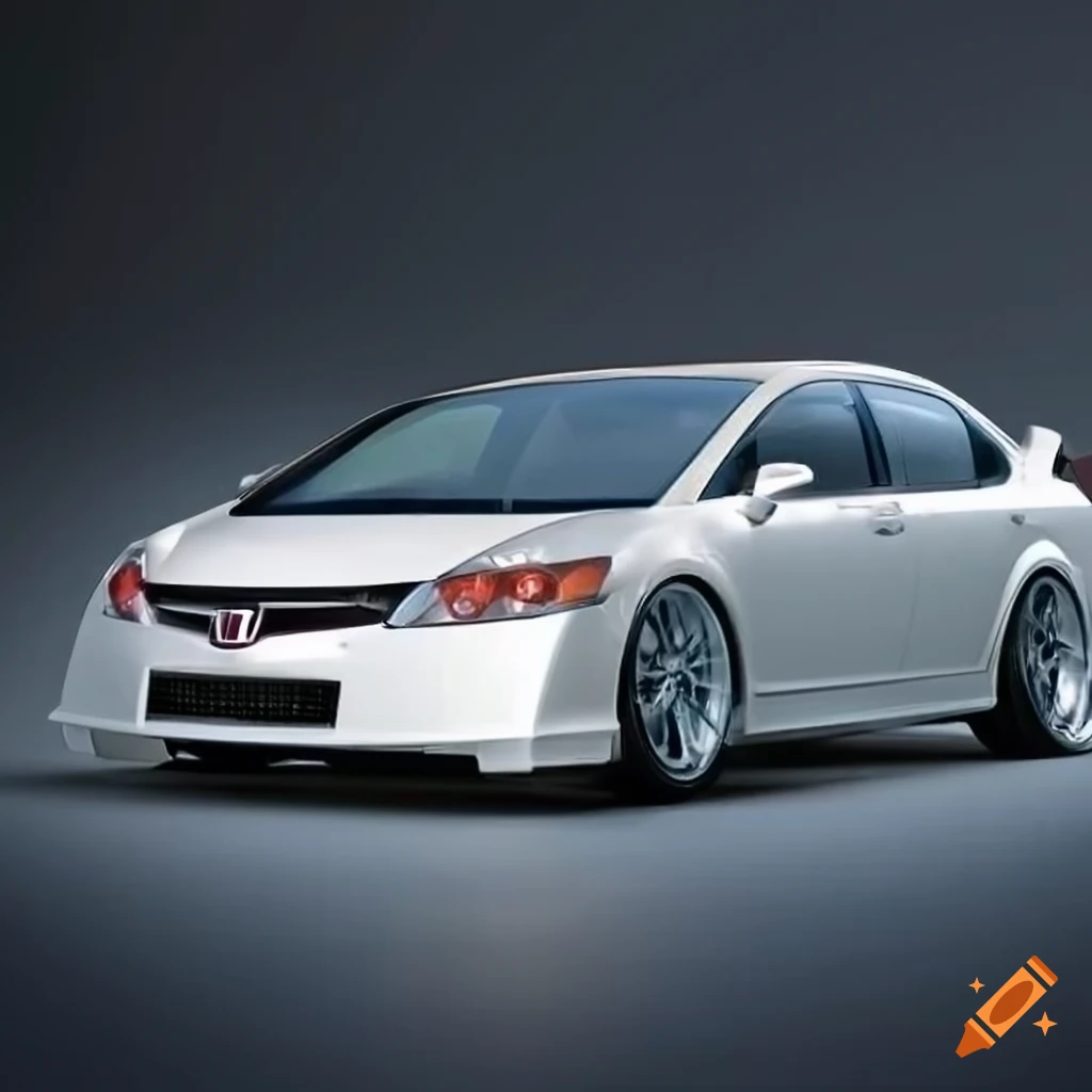 Image of a white Honda Civic FD, 8th generation on Craiyon