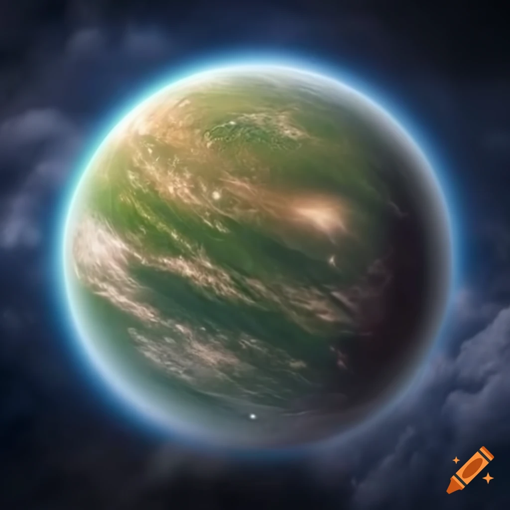 Satalite image of a grassy planet in space on Craiyon