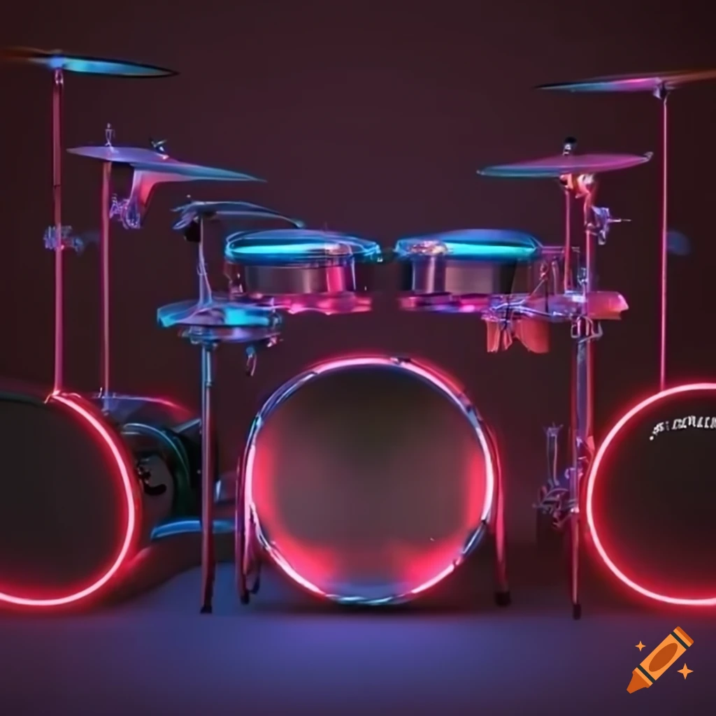 Neon-lit hyper realistic drums
