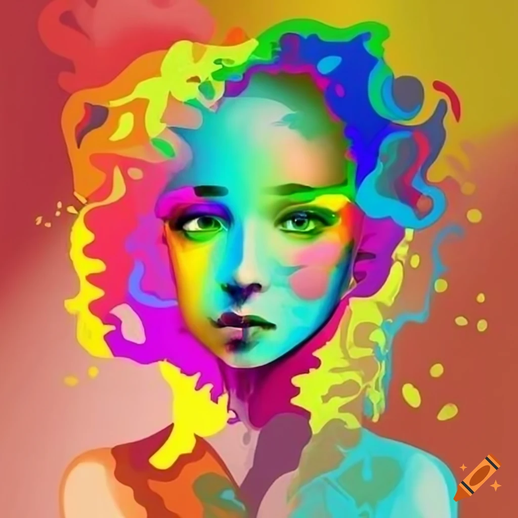 Colorful abstract girl artwork