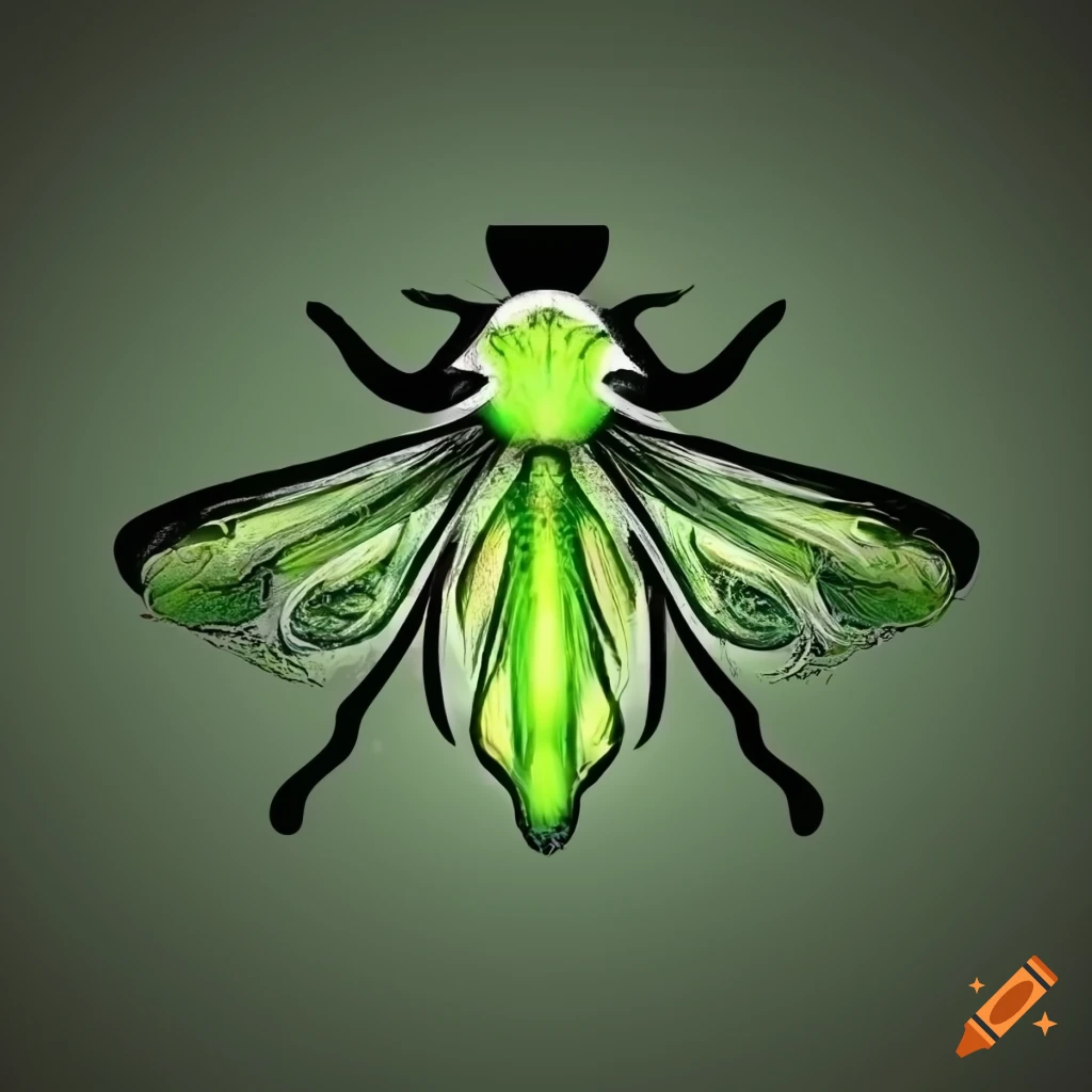 Green firefly logo with symmetrical design on Craiyon
