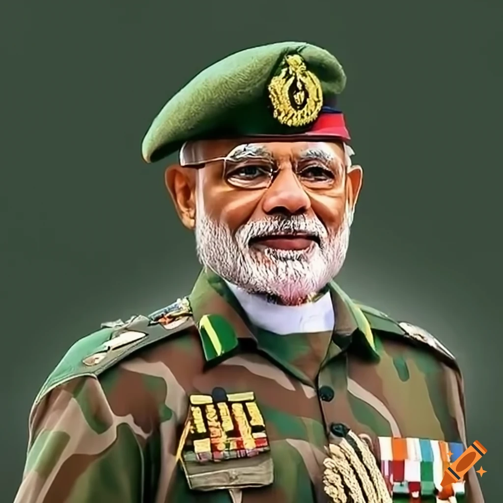 Narendra modi in military uniform on Craiyon