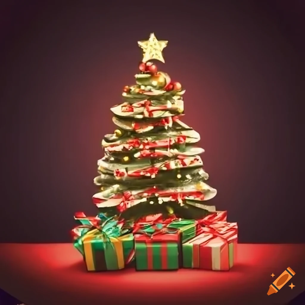 Christmas tree with presents on Craiyon