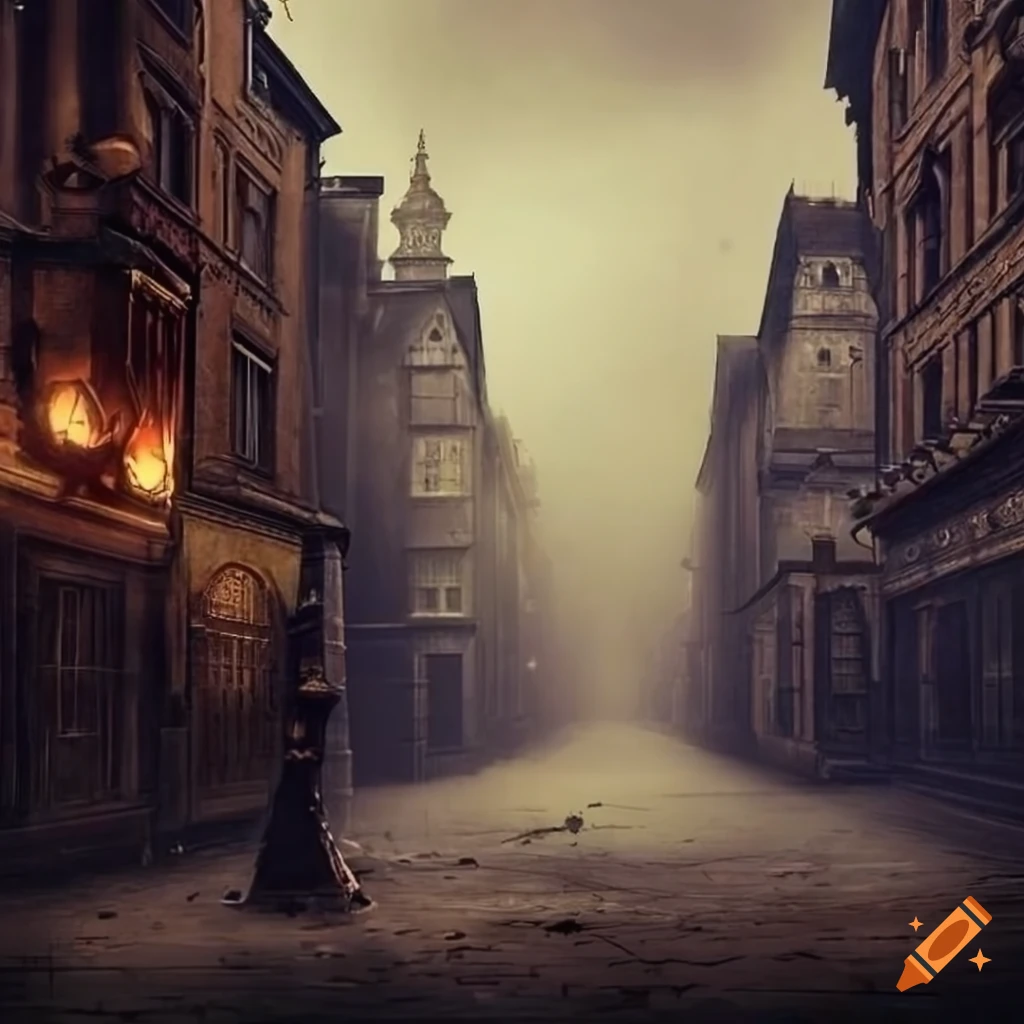 Dark fantasy steampunk cityscape with a touch of medieval on Craiyon