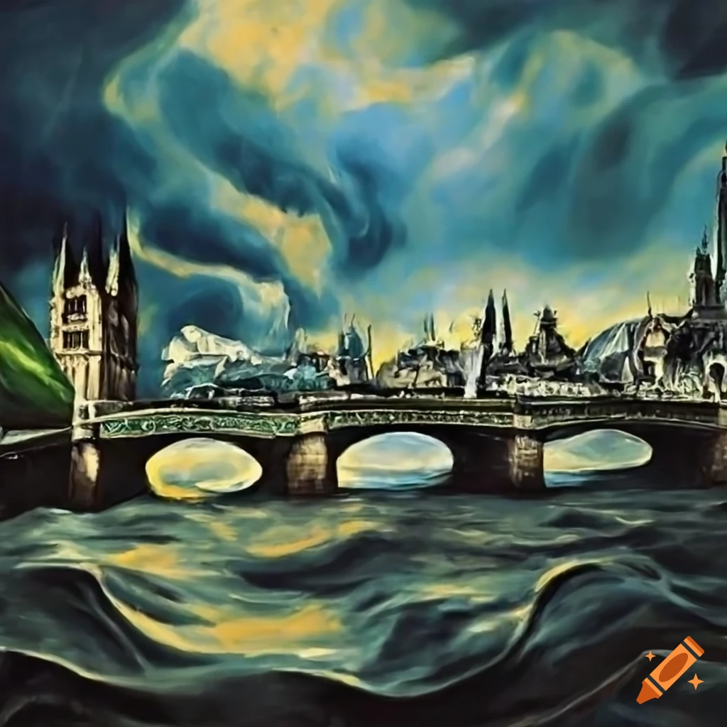 Artistic representation of london's river thames
