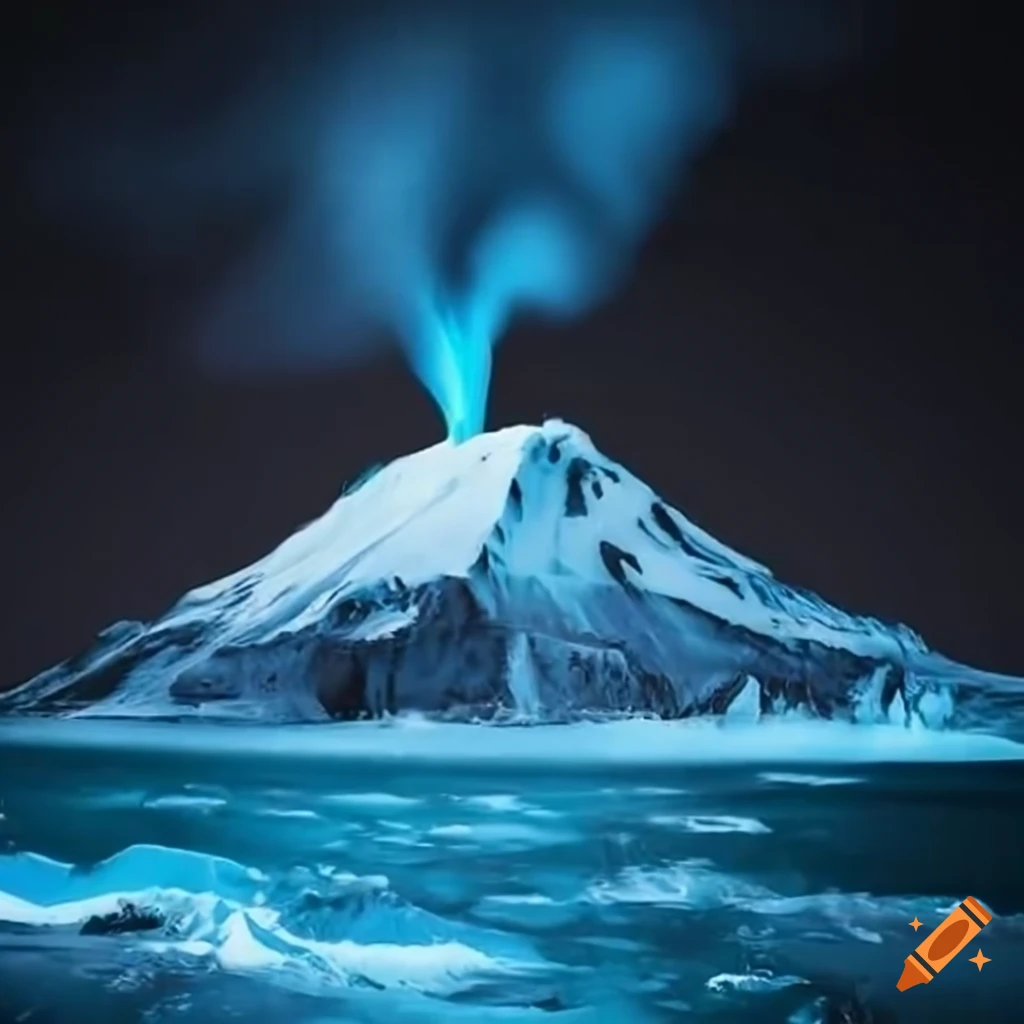 Image of an ice volcano on Craiyon