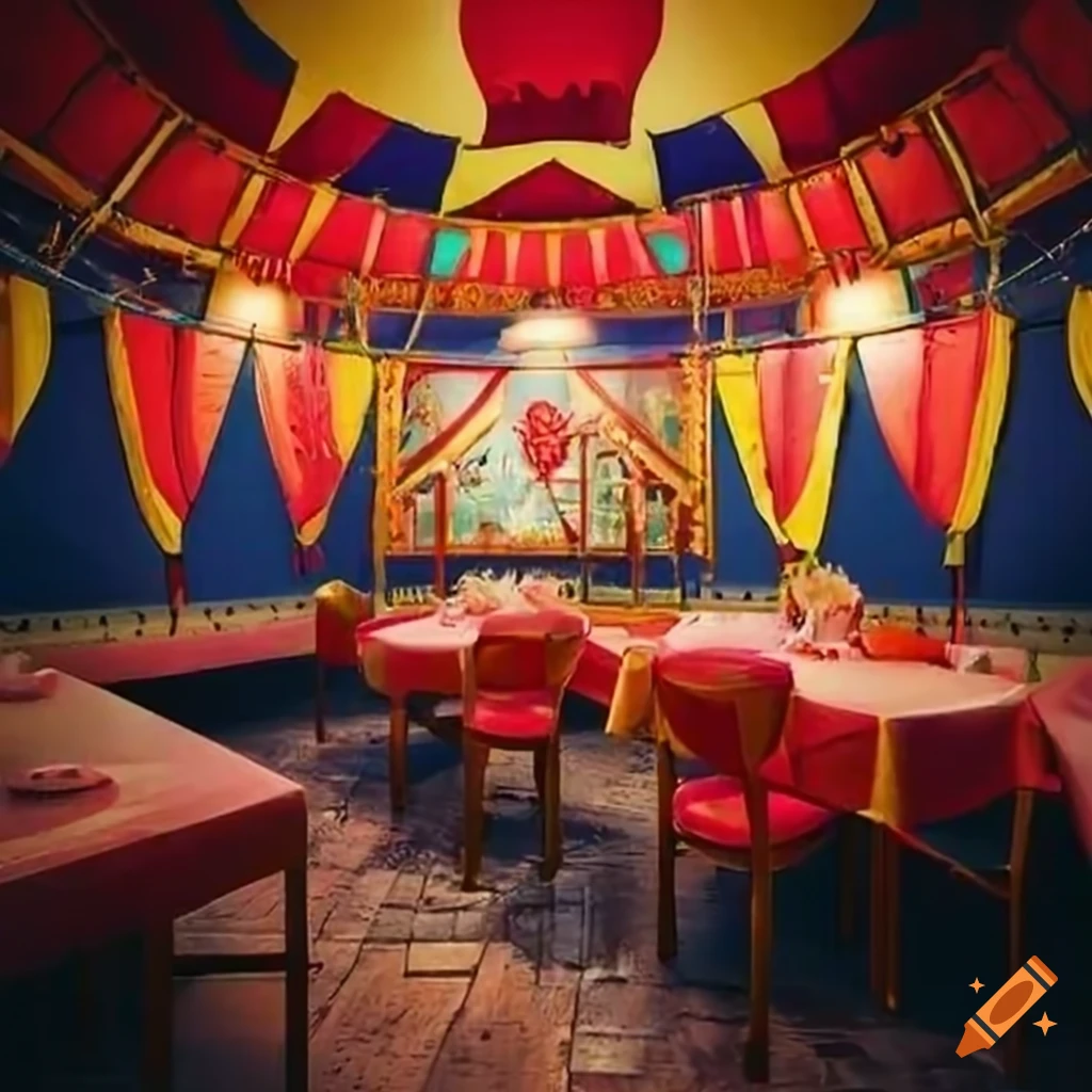 Restaurant with circus-themed decor