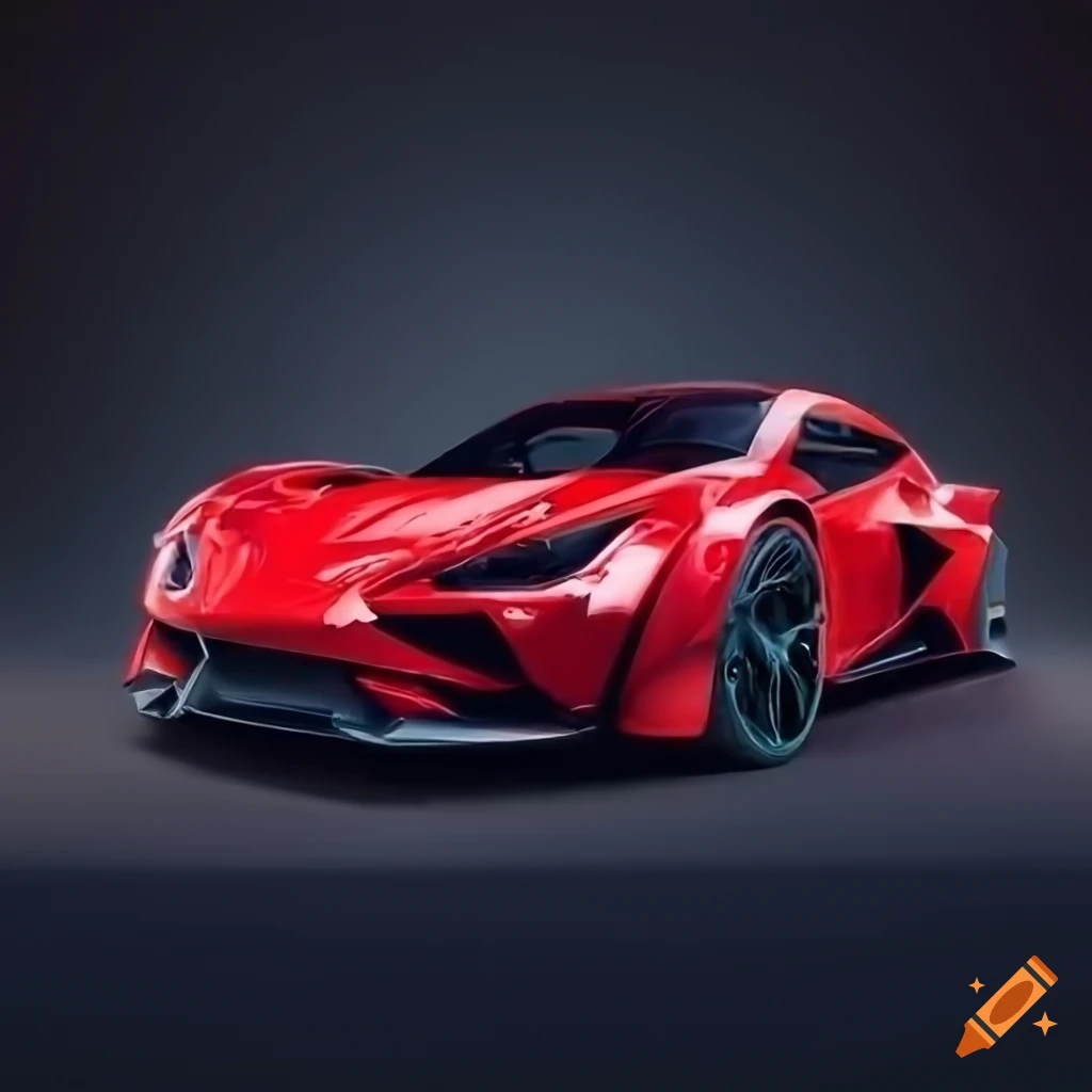 Futuristic hyper realistic red sportscar on Craiyon