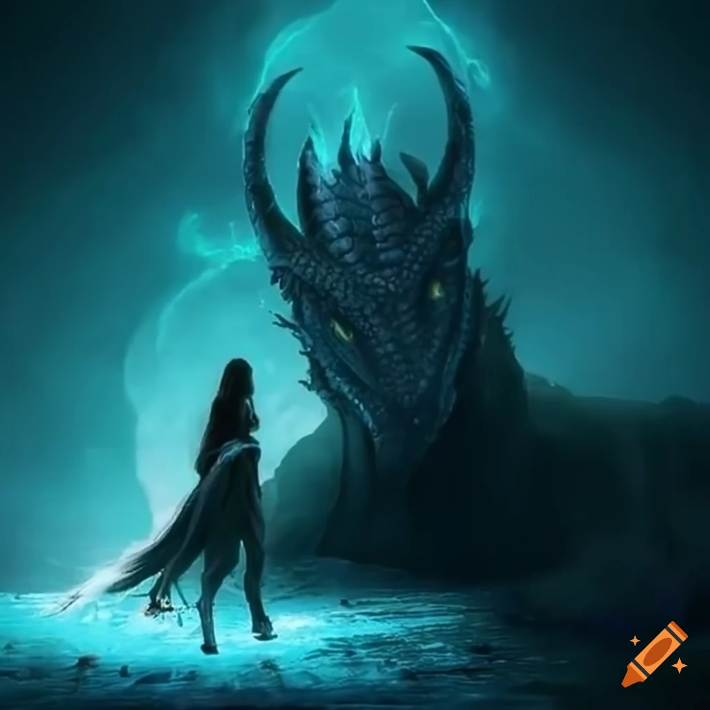 Artwork of people chasing a glowing dragon on Craiyon