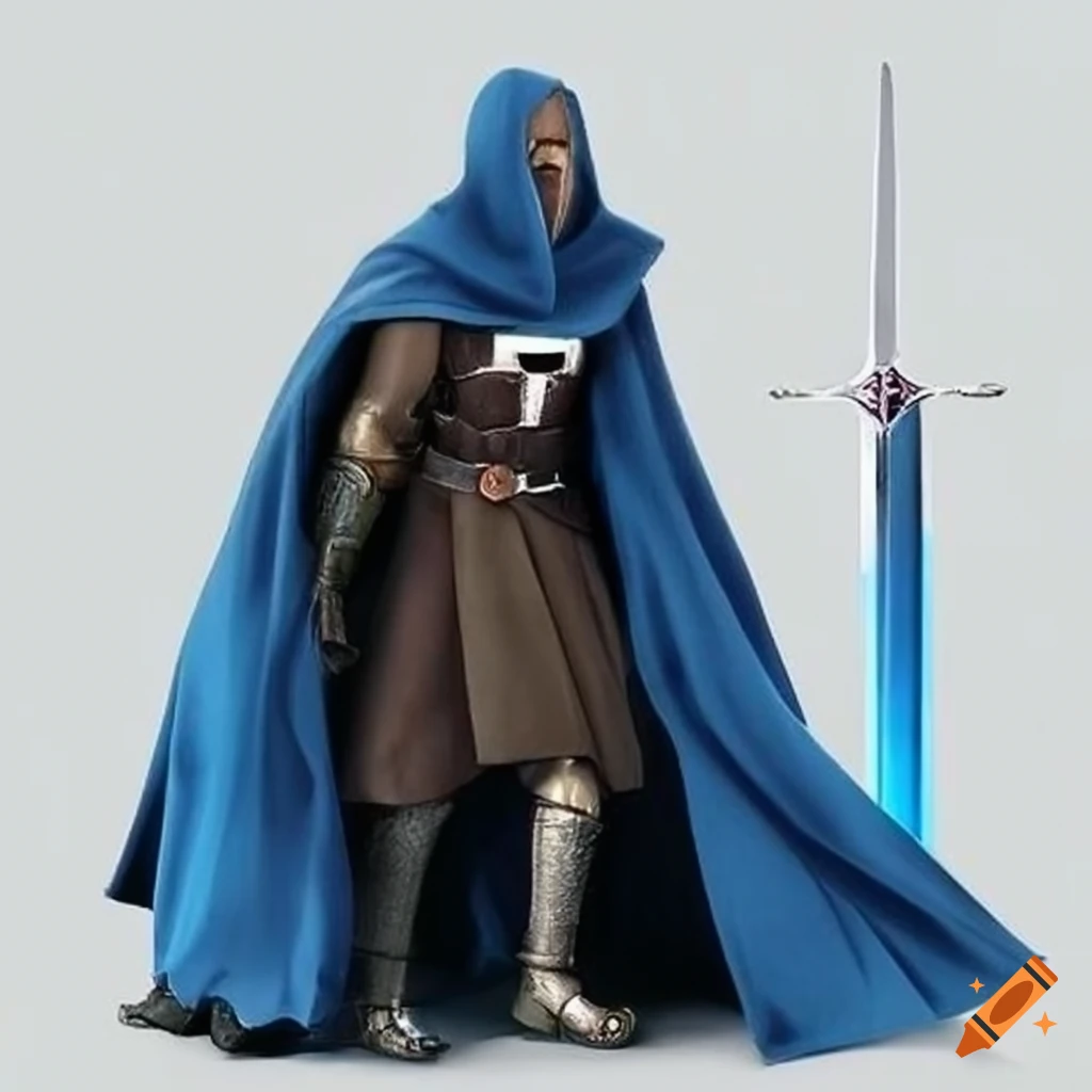 Image of a blue cloaked knight with a sword