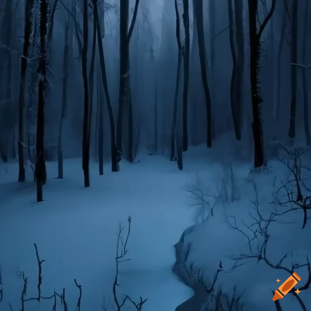 Frosted winter forest landscape