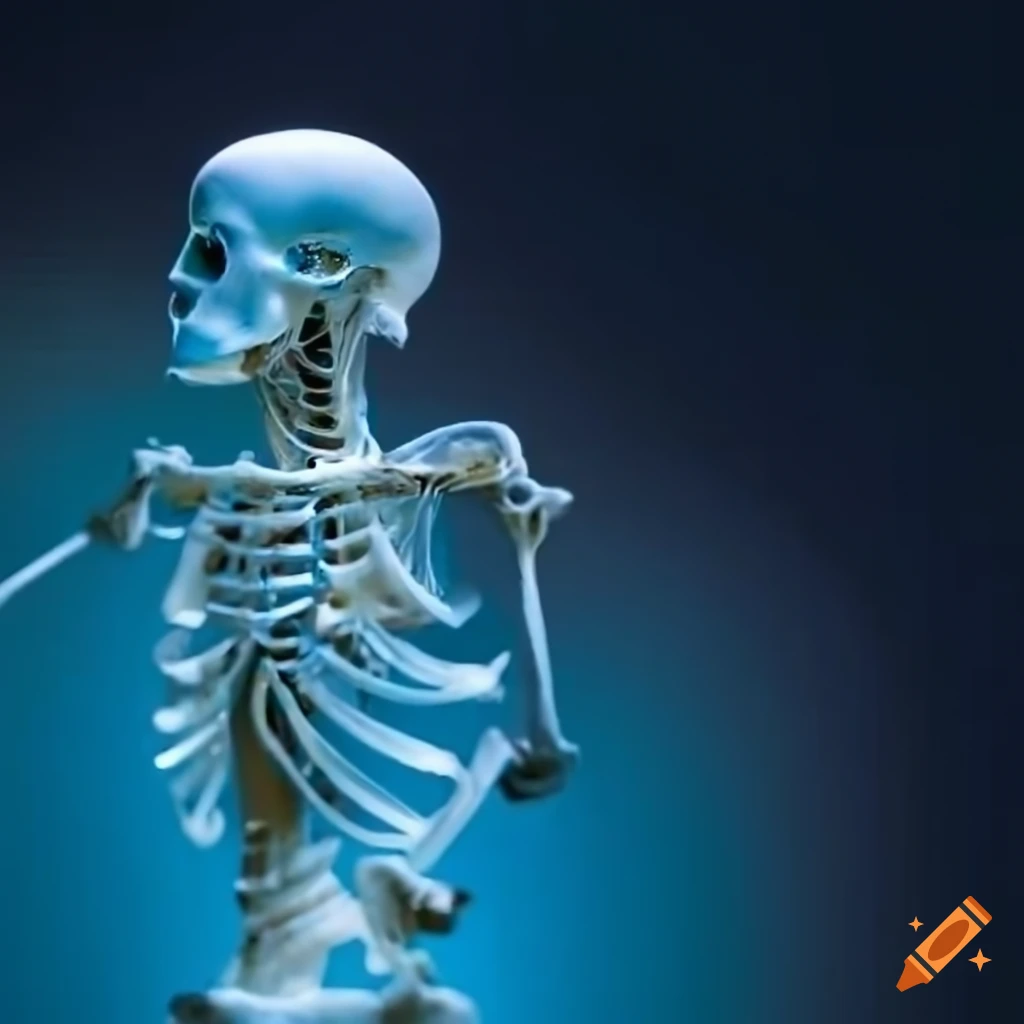 Glass skeleton against a bright blue sky