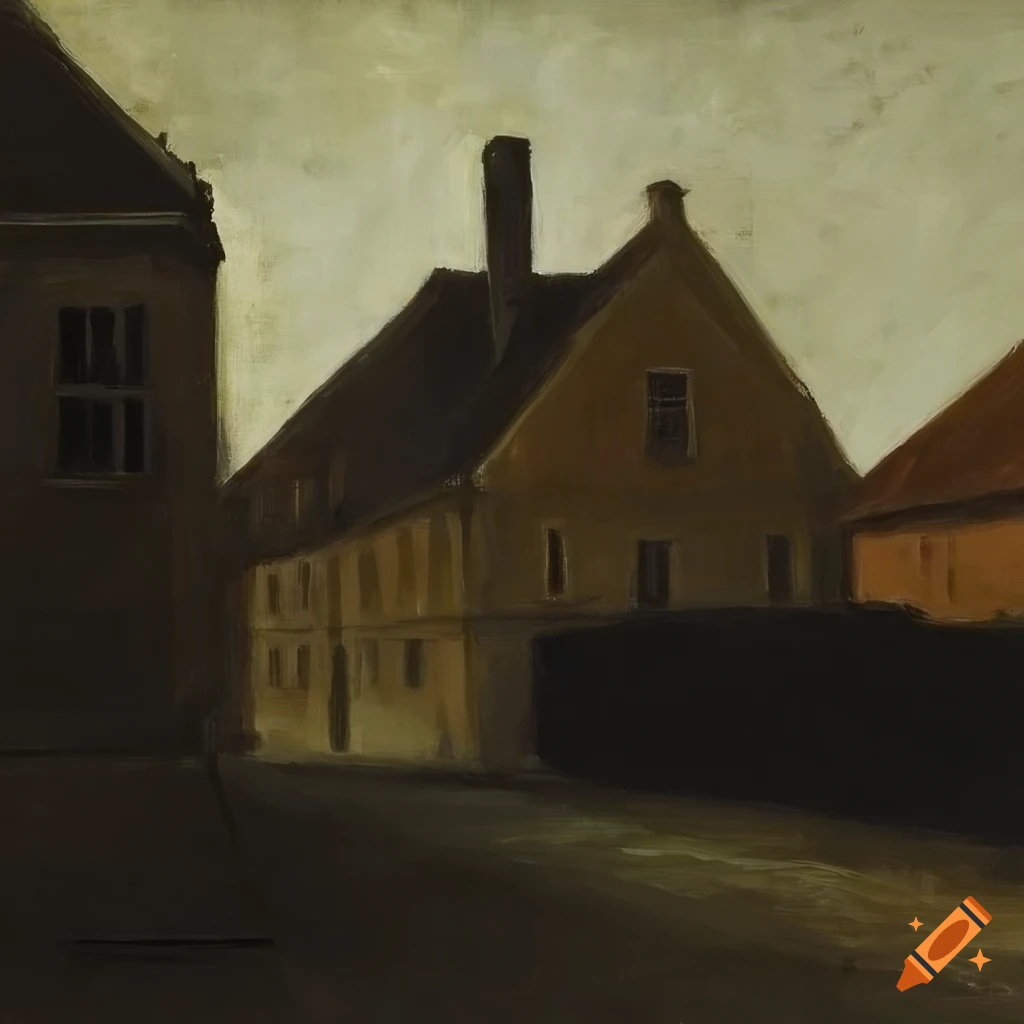 Vilhelm Hammershøi inspired rural town on Craiyon