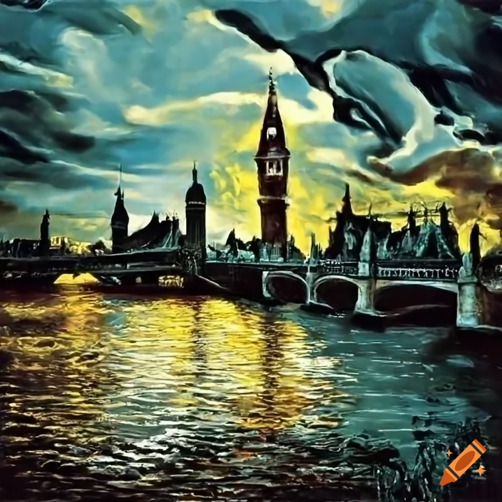 Artistic representation of london's river thames