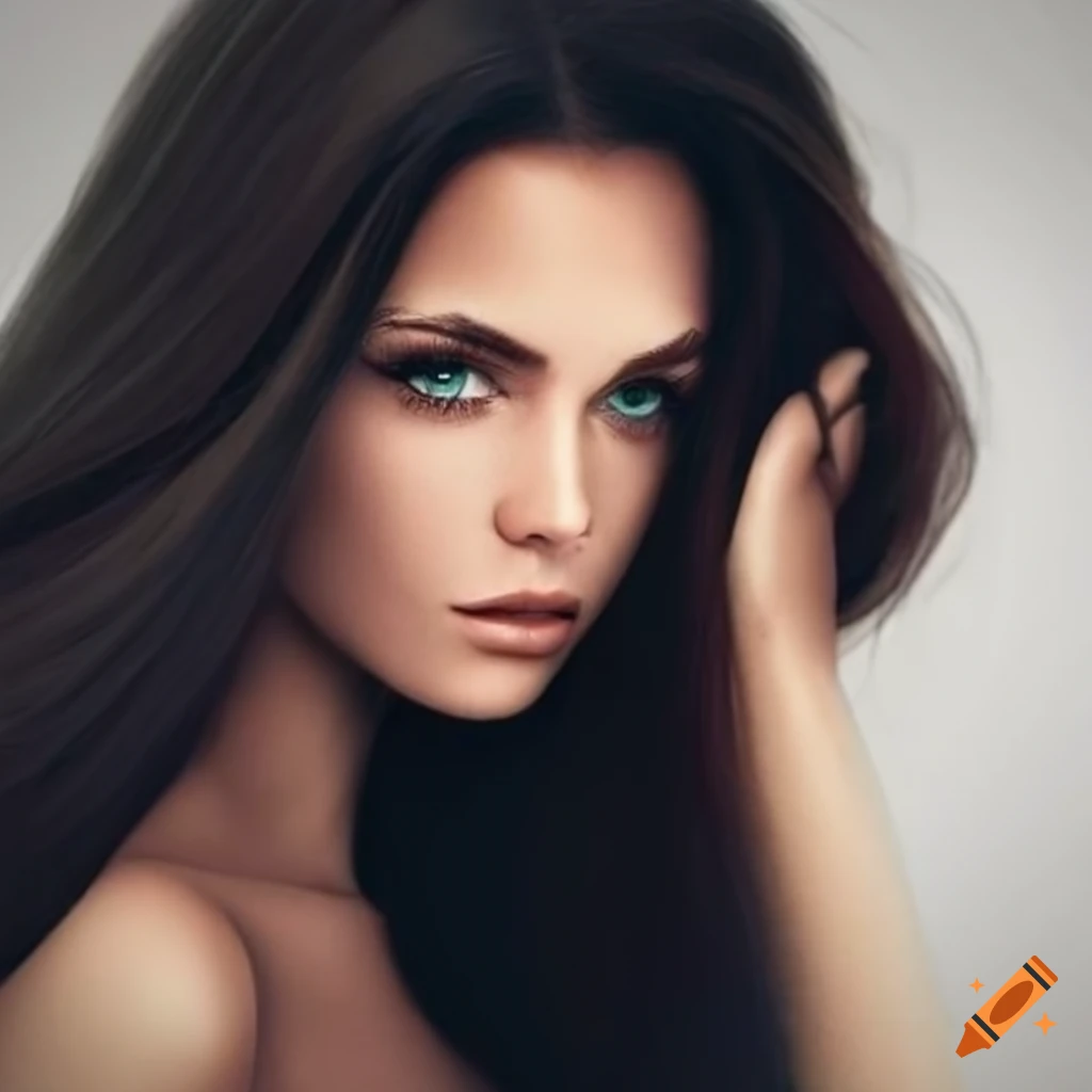 Portrait of a beautiful woman with long dark hair
