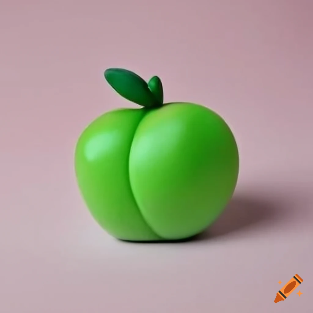 Cute green peach figurine with a cute face
