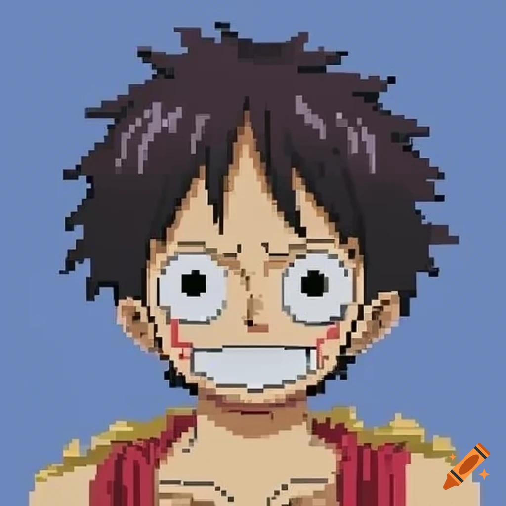 Pixel art of Luffy from One Piece on Craiyon