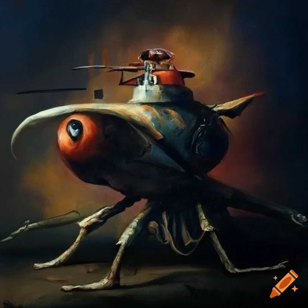 Painting of a helicopter bug by håkon gullvåg