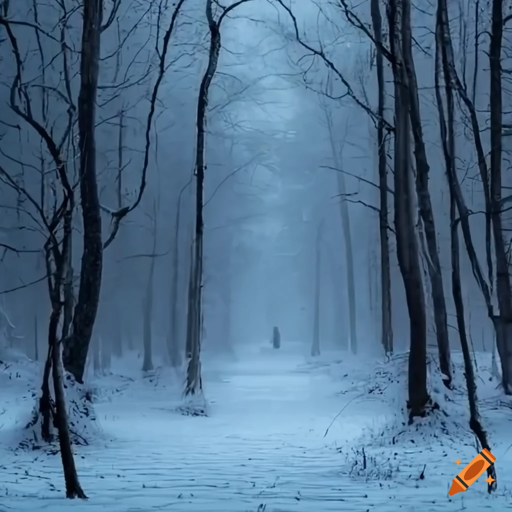 Frosted winter forest landscape