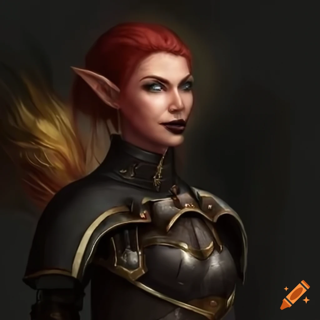 Cosplay of a colorful elf rogue with black leather armor on Craiyon